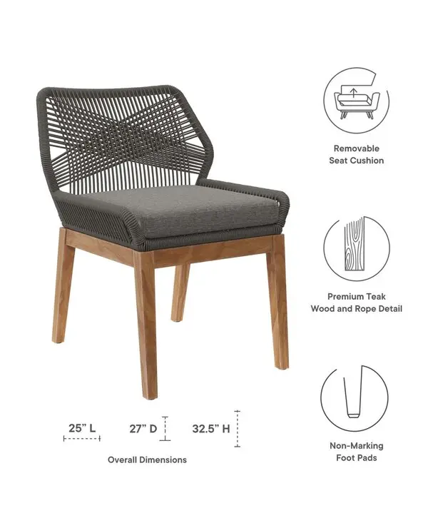 MODWAY Wellspring Outdoor Patio Teak Wood Dining Chair