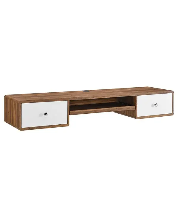 MODWAY Transmit 60 Wall Mount Wood Office Desk - Walnut White