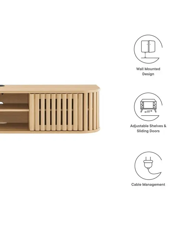 MODWAY Fortitude 63 Wall-mounted Tv Stand - Oak