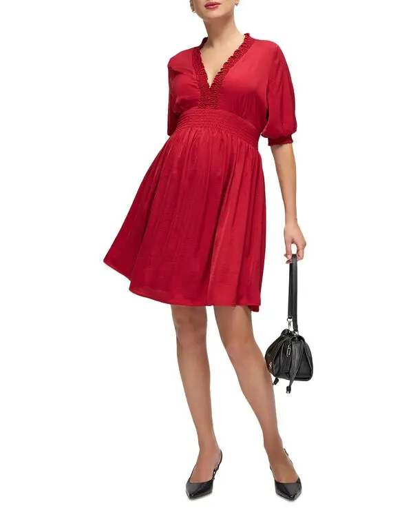 INGRID & ISABEL Deep V Smocked Maternity Dress