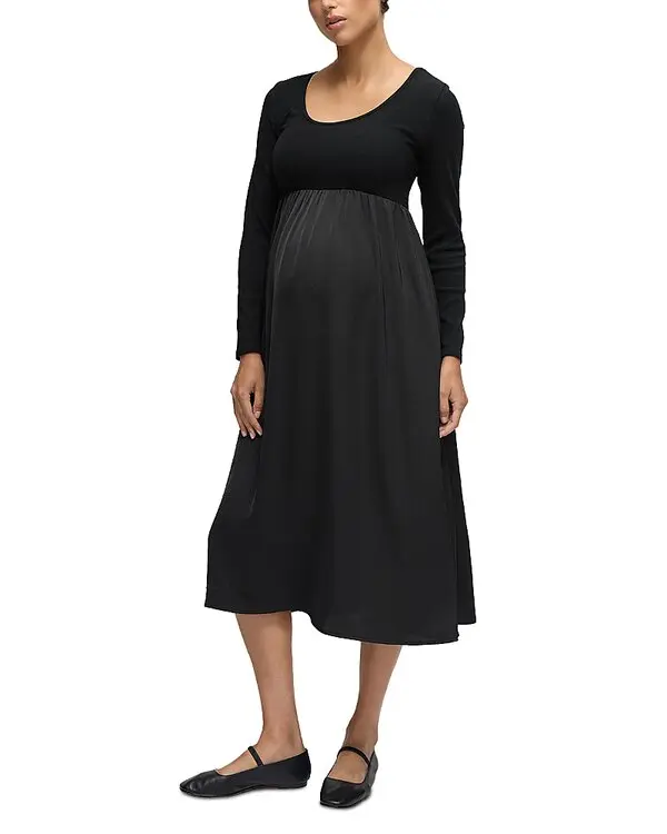 INGRID & ISABEL Mixed Media Maternity Dress - Black