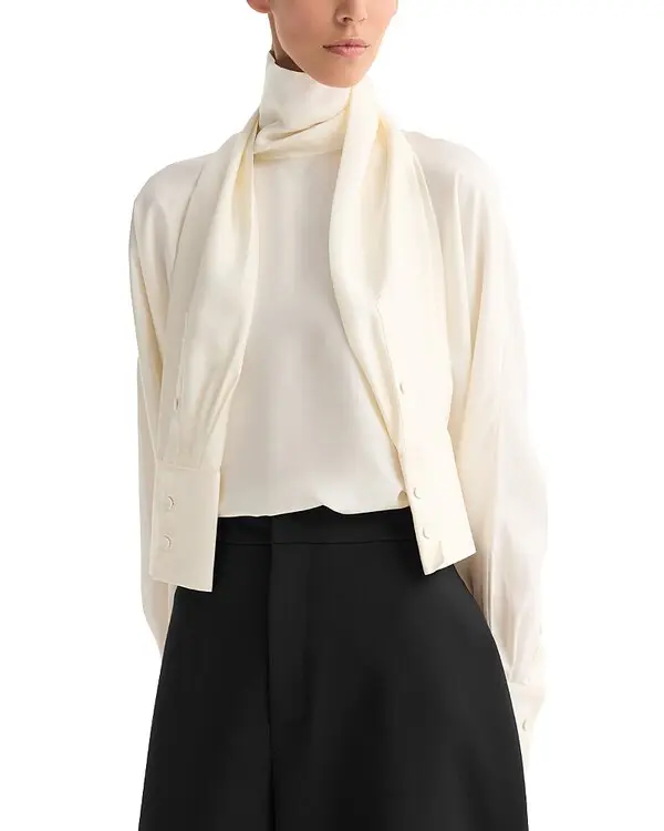 RÓHE Foulard Silk Top With Scarf - Cream