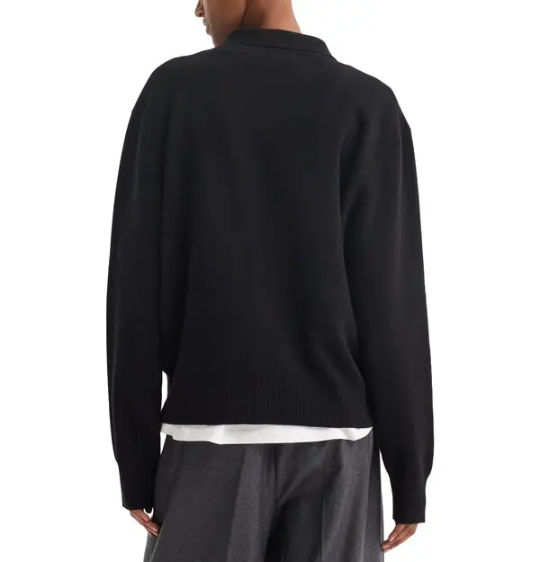 RÓHE Wool Cashmere Compact Knitted Polo - Black