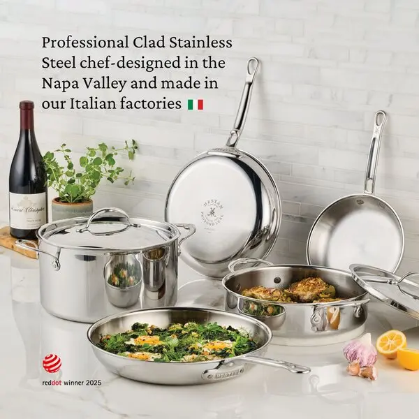 HESTAN Probond Luxe 11 Professional Clad Stainless Steel Skillet - Silver