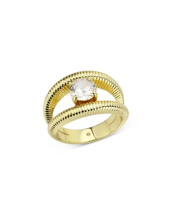 Aqua Crystal Split Band Ring - Gold