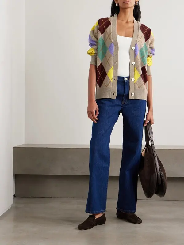 Daughter Argyle Wool Cardigan