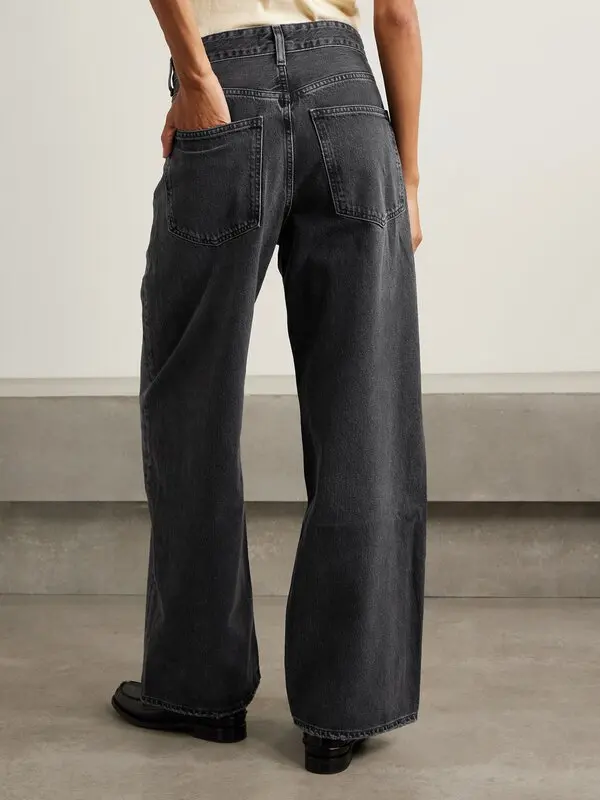AGOLDE Vana Draped Low-rise Wide-leg Jeans - Black