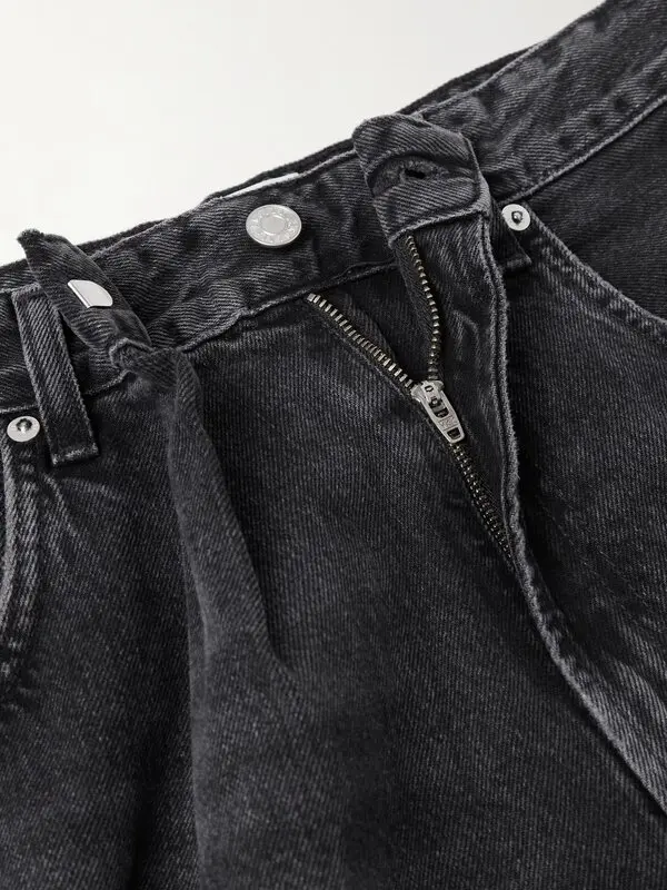 AGOLDE Vana Draped Low-rise Wide-leg Jeans - Black