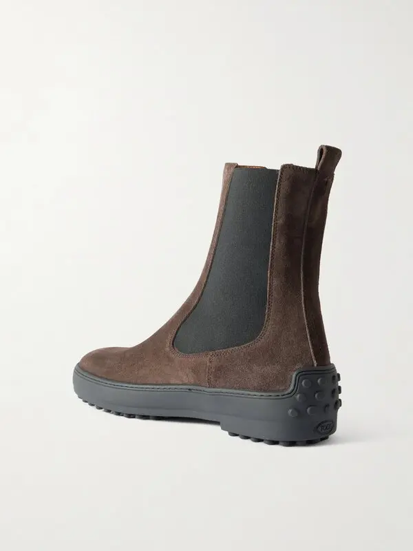 TOD'S Winter Gommini Suede Chelsea Boots - Brown