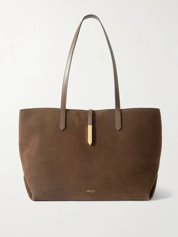 DEMELLIER The Tokyo Leather-trimmed Suede Tote