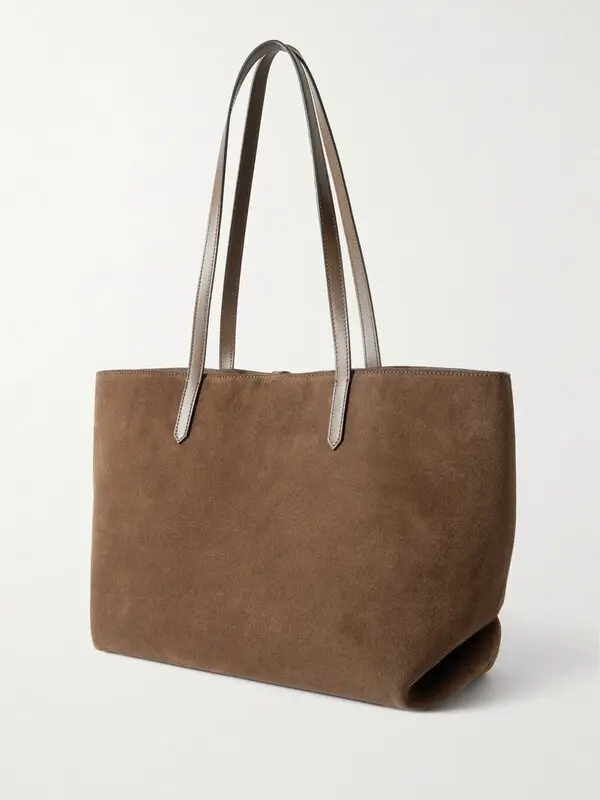 DEMELLIER The Tokyo Leather-trimmed Suede Tote