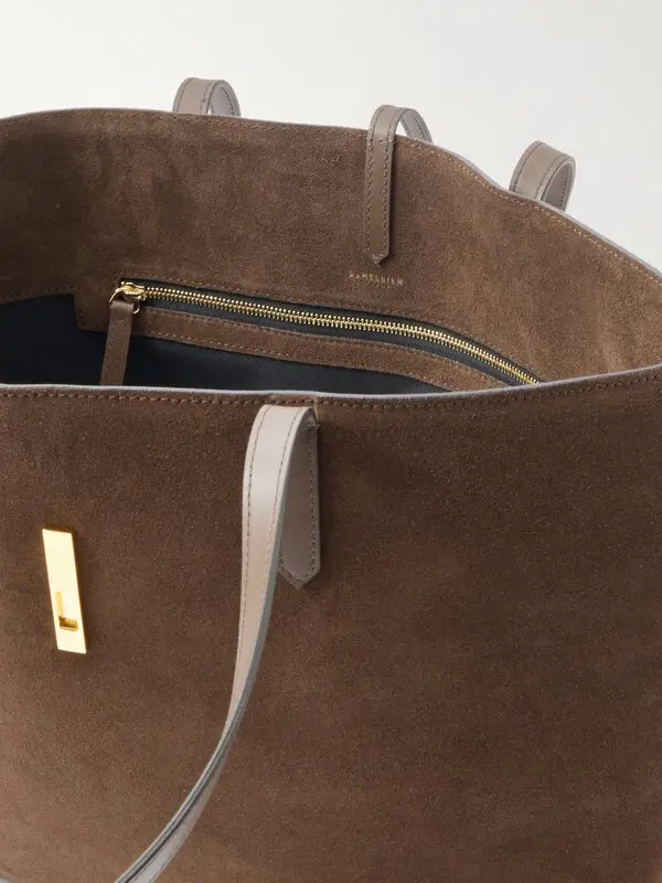 DEMELLIER The Tokyo Leather-trimmed Suede Tote