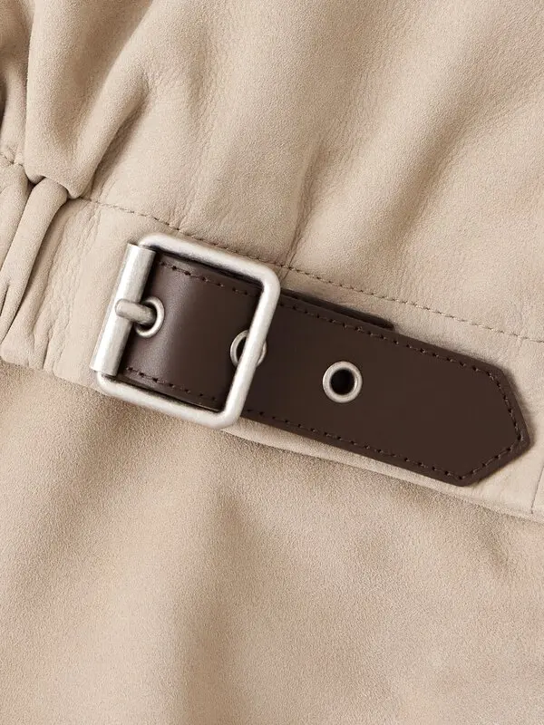 Loewe Buckle-embellished Leather-trimmed Suede Jacket