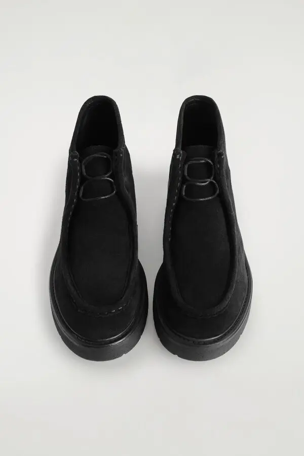 Cos Lace-up Suede Ankle Boots With Chunky Soles