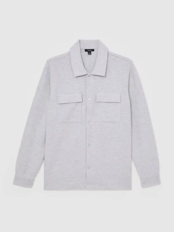 REISS Maxwell Press-stud Jersey Shirt With Cotton