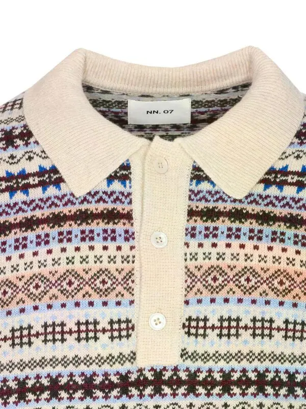 Nn07 Fair Isle-knit Long-sleeved Polo Shirt