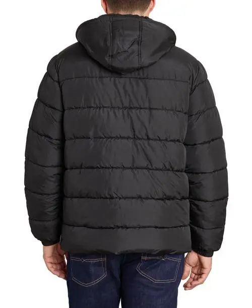 IZOD Fleece Lined Heavyweight Puffer Jacket - Black