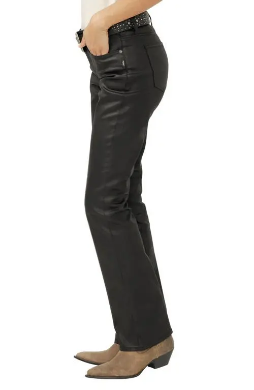 SILVER JEANS CO. Suki Coated Curvy Mid Rise Slim Bootcut Jeans - Black