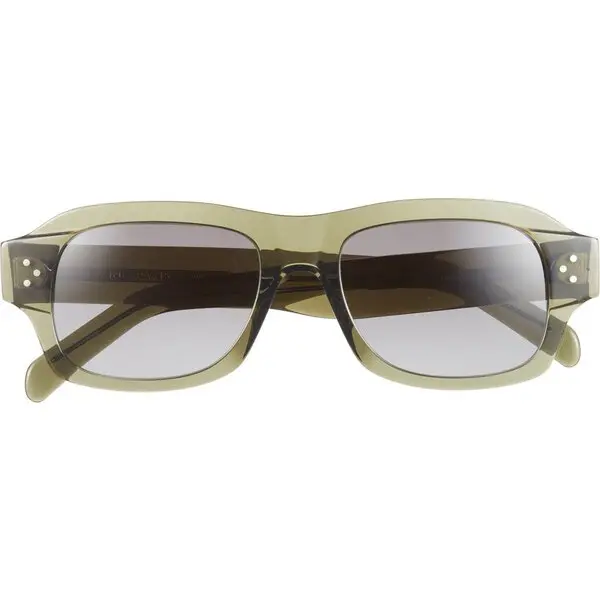 Celine 3 Dots 53mm Rectangular Sunglasses - Shiny Dark Green/gradient