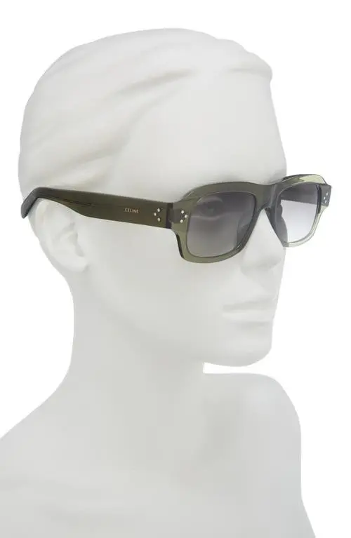 Celine 3 Dots 53mm Rectangular Sunglasses - Shiny Dark Green/gradient