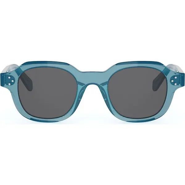 Celine 3 Dots 48mm Round Frame Sunglasses - Shiny Light Blue/blue