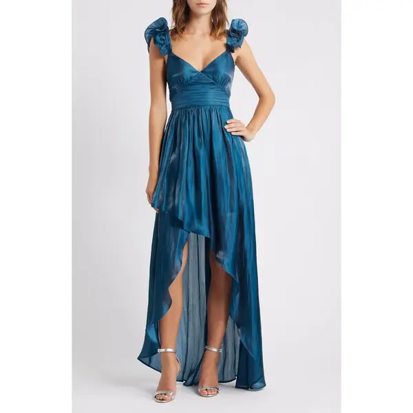 Lulus Juni Ruffle Shoulder High-low Gown