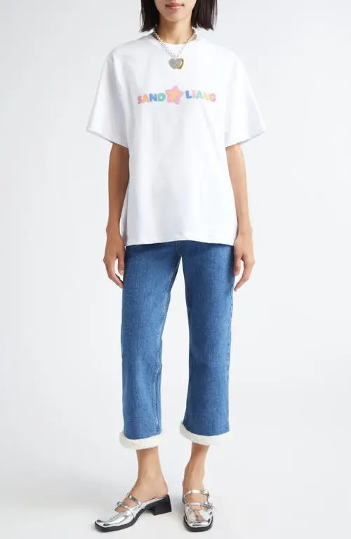 Sandy Liang Moni Faux Fur Trim Jeans