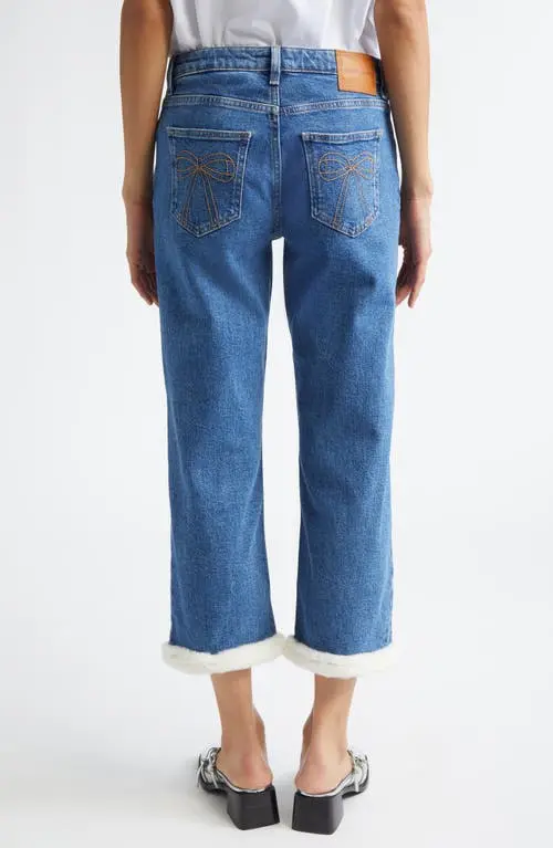 Sandy Liang Moni Faux Fur Trim Jeans