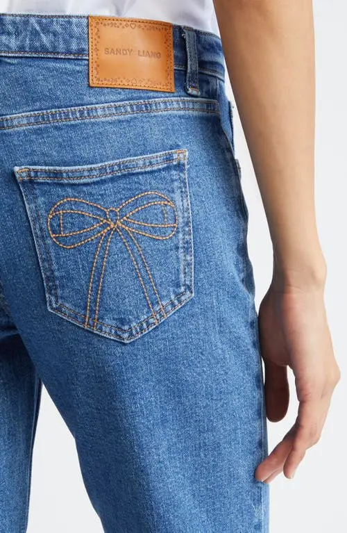 Sandy Liang Moni Faux Fur Trim Jeans