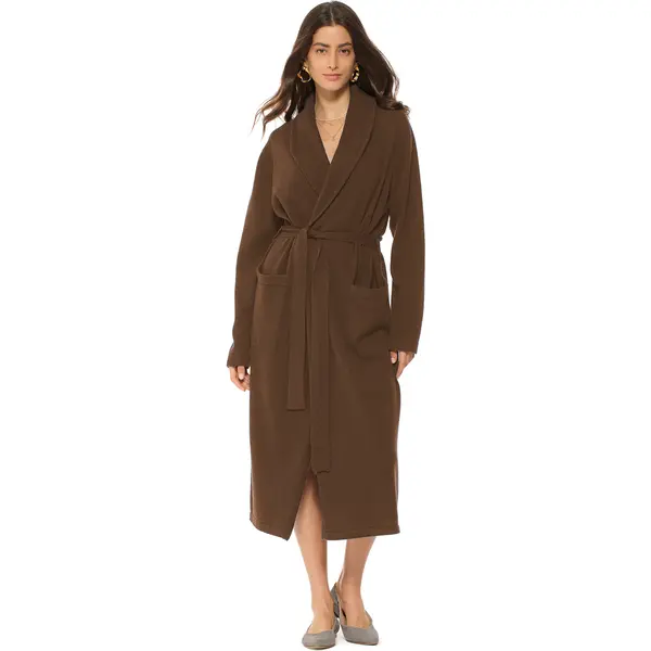 MONTICELLI CASHMERE Pure Cashmere Knit Robe - Coffee