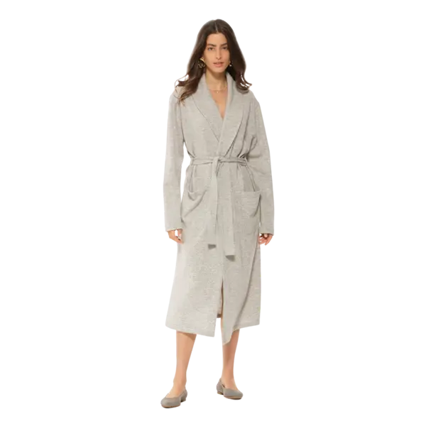 MONTICELLI CASHMERE Pure Cashmere Knit Robe - Light Grey