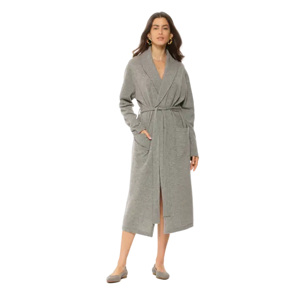 MONTICELLI CASHMERE Pure Cashmere Knit Robe - Melange Grey