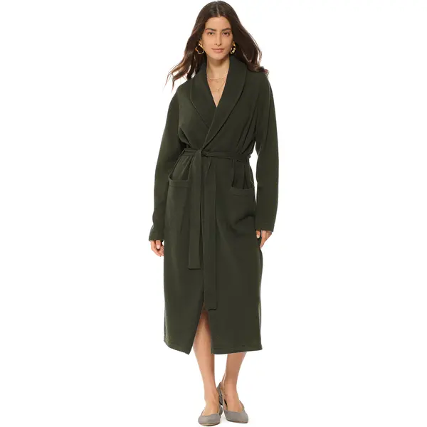 MONTICELLI CASHMERE Pure Cashmere Knit Robe - Olive Green