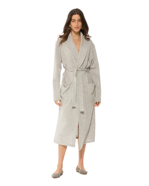 MONTICELLI CASHMERE Pure Cashmere Knit Robe - Light Grey