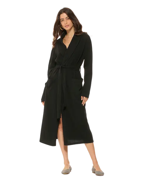 MONTICELLI CASHMERE Pure Cashmere Knit Robe - Black