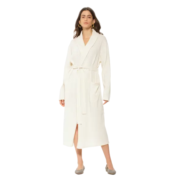 MONTICELLI CASHMERE Pure Cashmere Knit Robe - Milk White