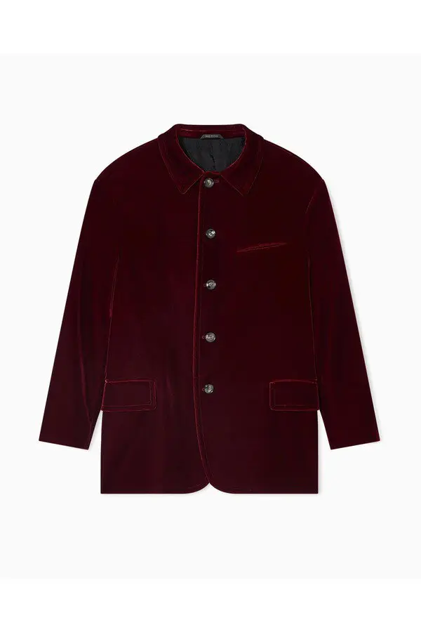 Giorgio Armani Single-breasted Velvet Jacket - Natural