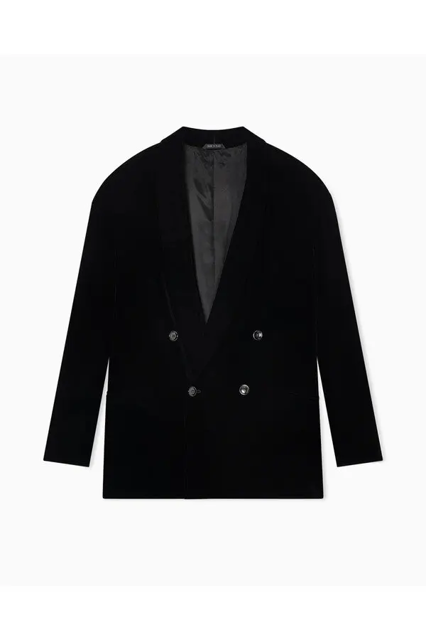 Giorgio Armani Double-breasted Velvet Jacket - Black