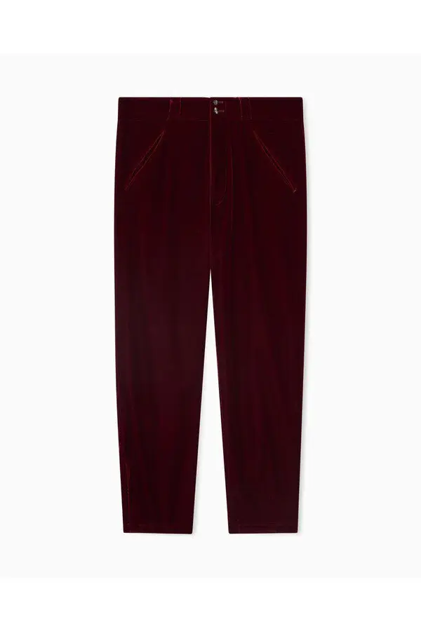 Giorgio Armani Velvet Flat-front Trousers - Red
