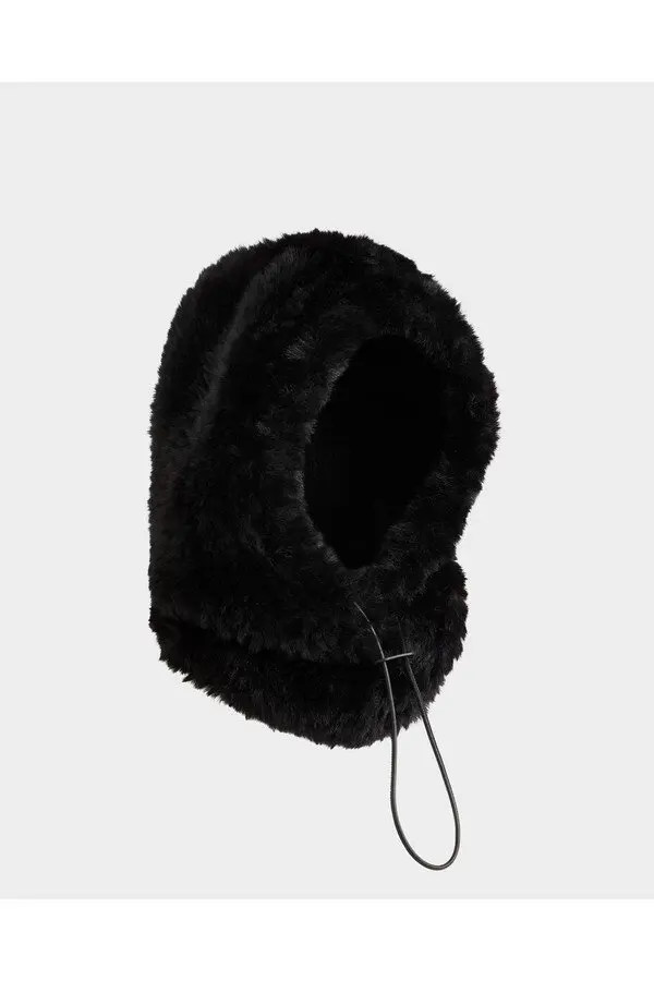 Rudsak Knitted Faux Fur Balaclava - Black