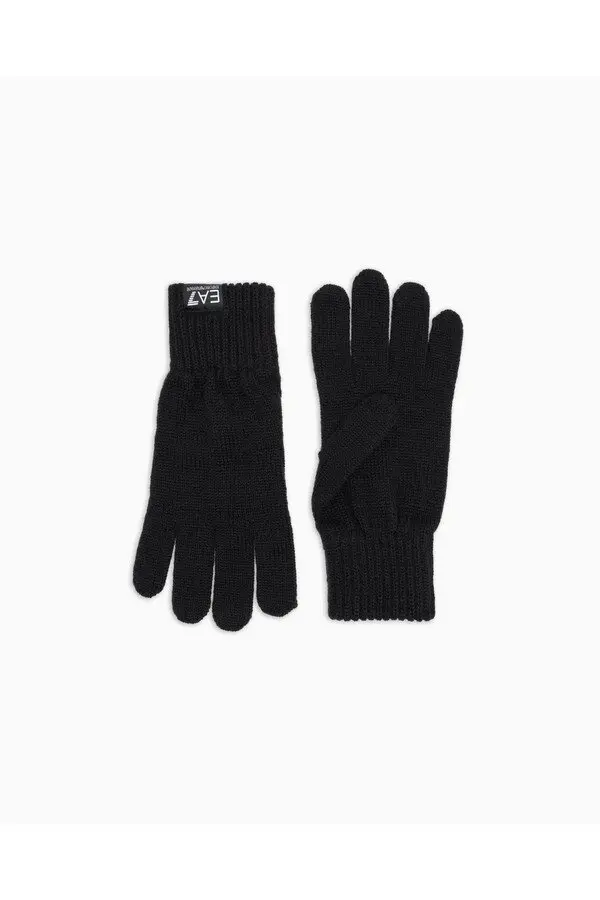 EA7 Wool-blend Gloves - Black