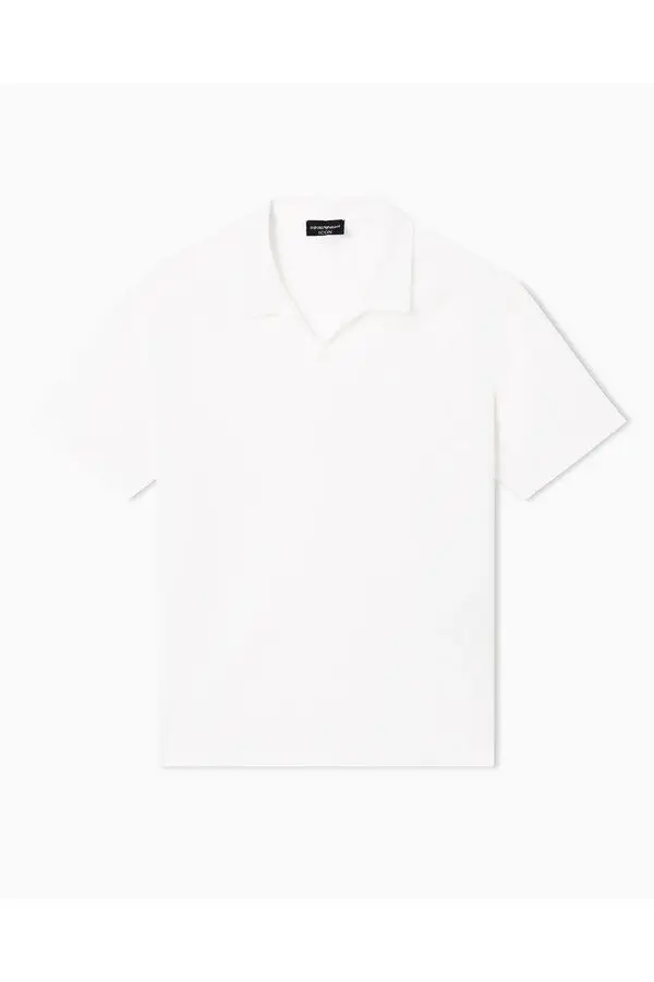 Emporio Armani Icon Polo Shirt In Yarn-dyed Jacquard Jersey - White