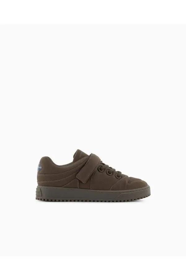 Emporio Armani Fabric Sneakers With Laces And Velcro - Green
