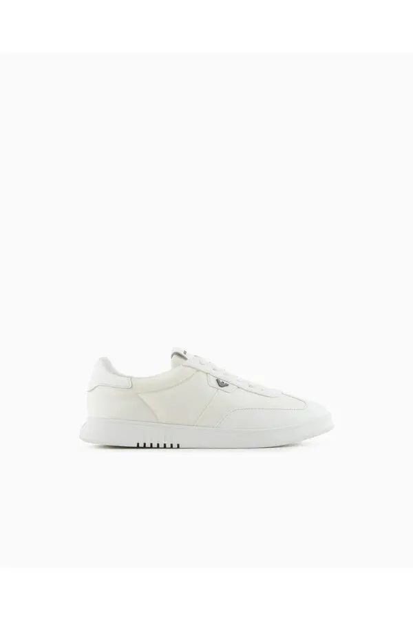 Emporio Armani Leather-trimmed Nylon Sneakers - White