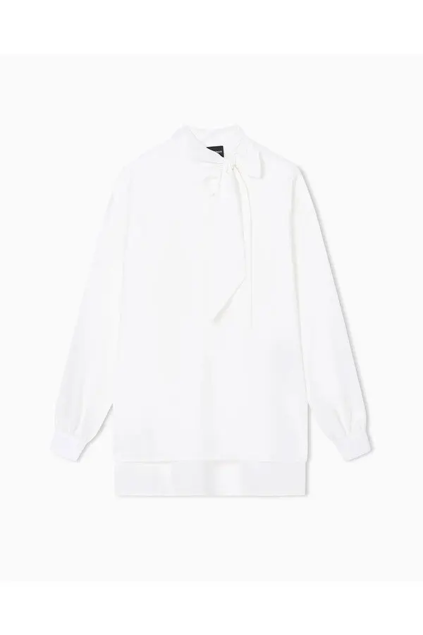 Emporio Armani Fluid Crêpe Blouse With Tie Neck - White