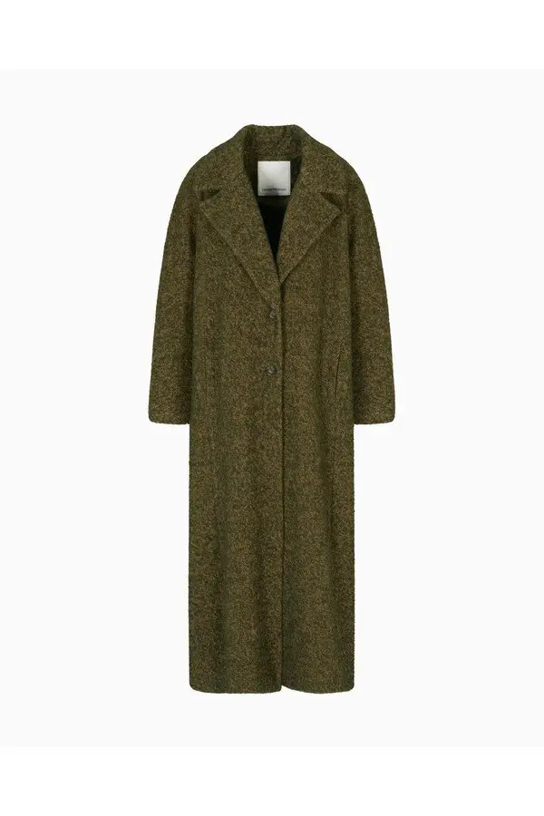 Emporio Armani Bouclé Wool-blend Coat - Green