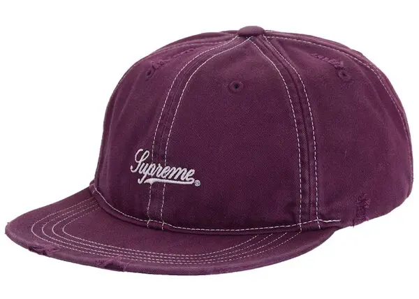Supreme Distressed Script 6-panel Cap - Red