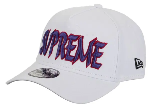 Supreme Sharp Spellout Adjustable New Era Cap - White
