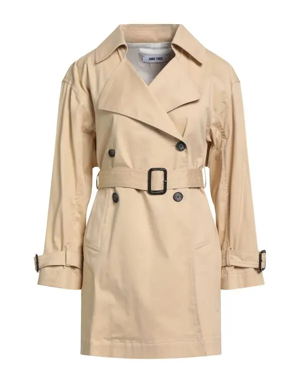 ANNIE PARIS Gabardine Double-breasted Trench Coat - Beige