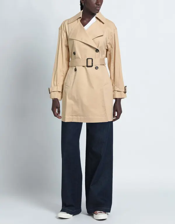 ANNIE PARIS Gabardine Double-breasted Trench Coat - Beige